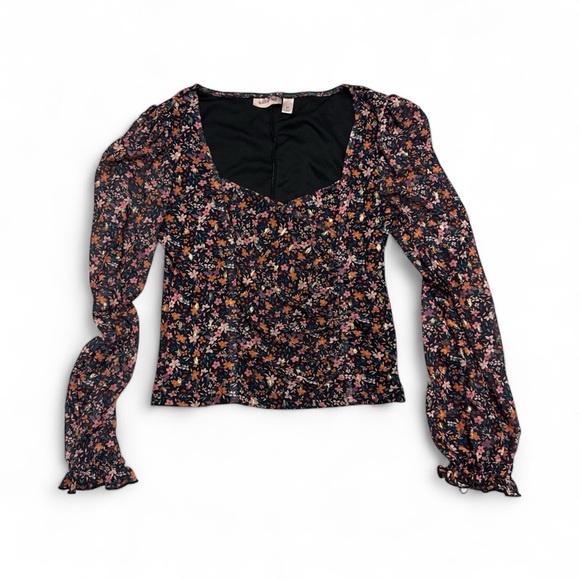 Willow Root | Tops | Willow Root Black Floral Long Sleeve Blouse | Poshmark
